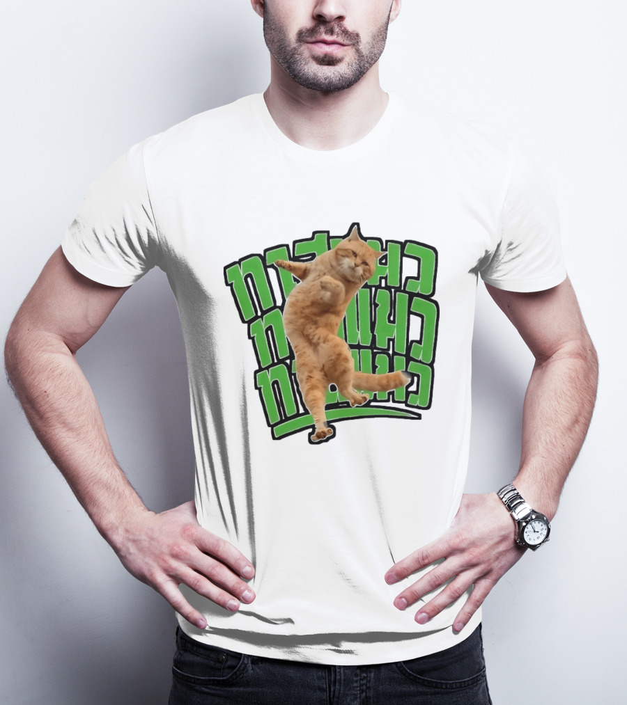 Cat Martial Arts Dance Hebrew T-Shirt