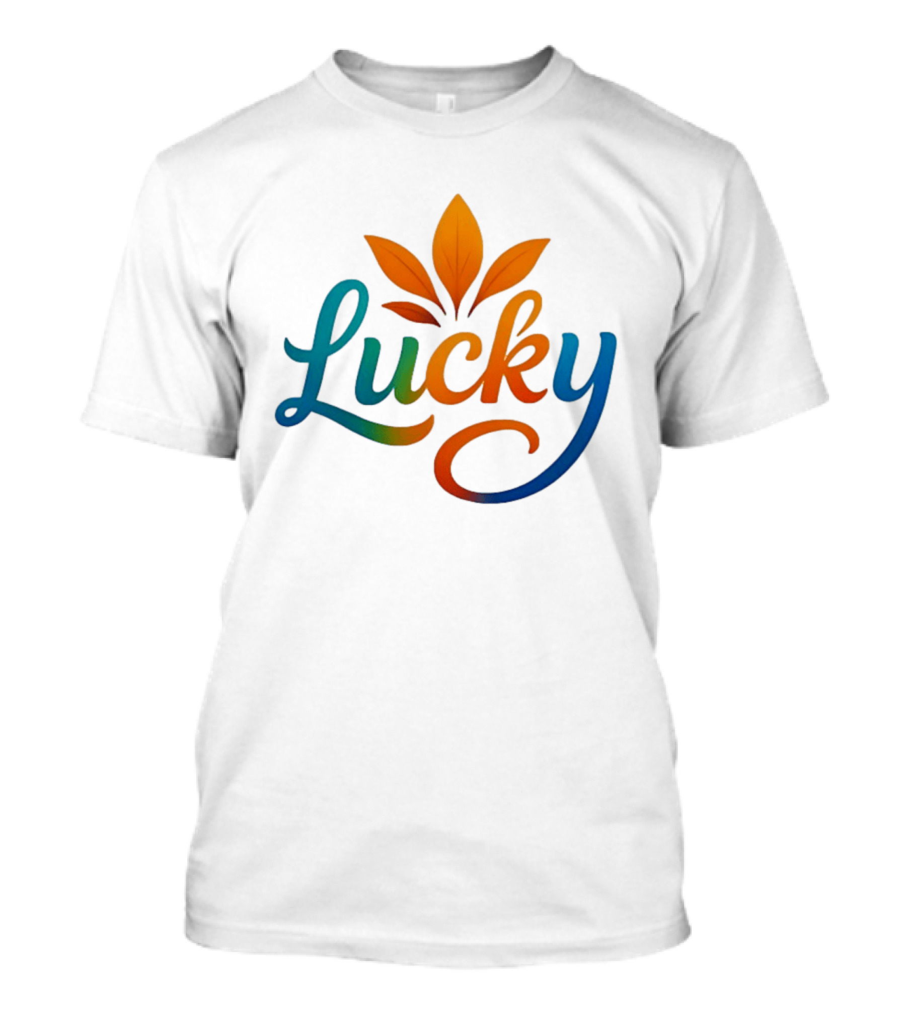Lucky Colorful Leaves Blue And Orange Gradient T-Shirt