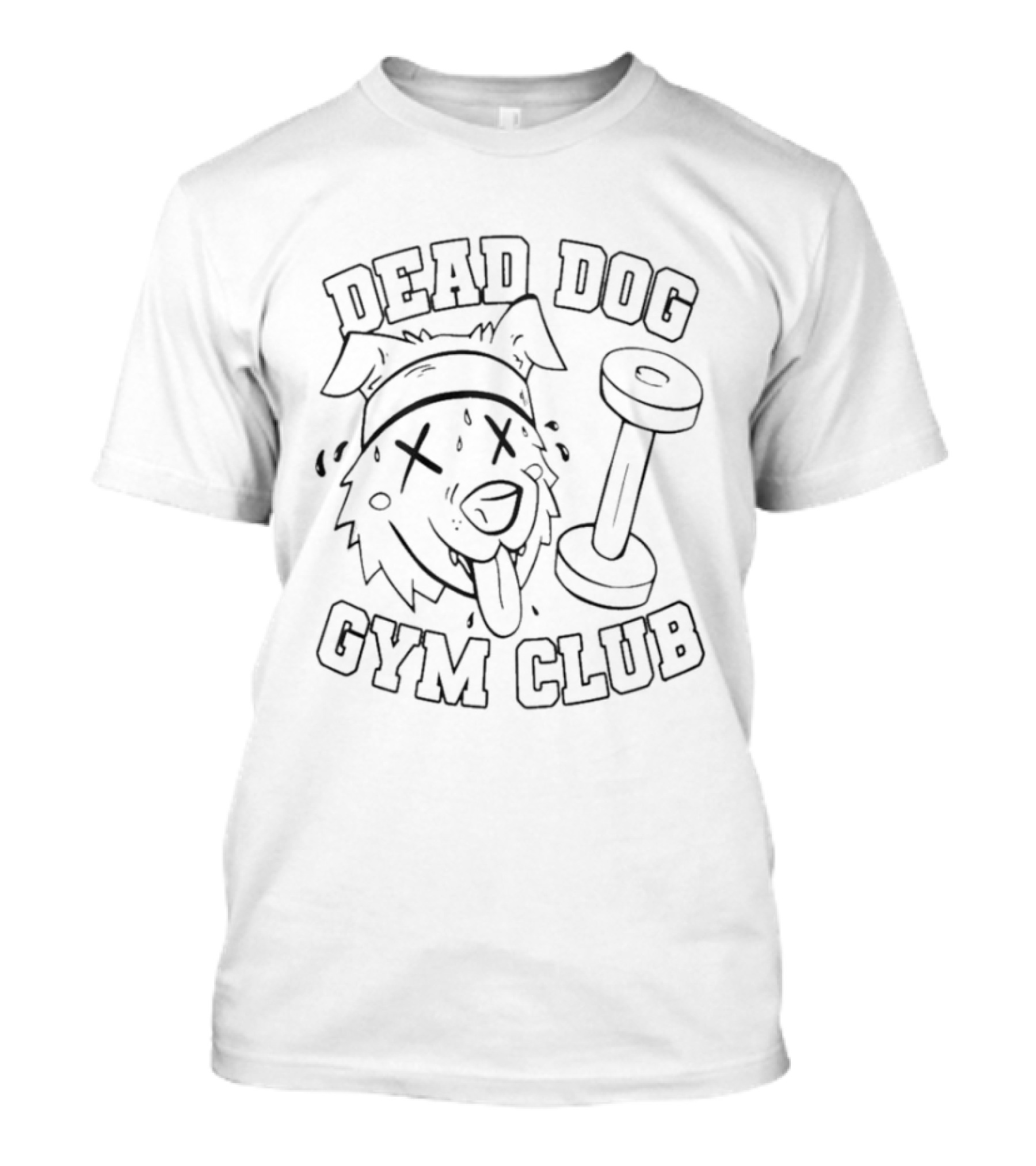Dead Dog Gym Club Funny Workout Dog With Dumbbell T-Shirt