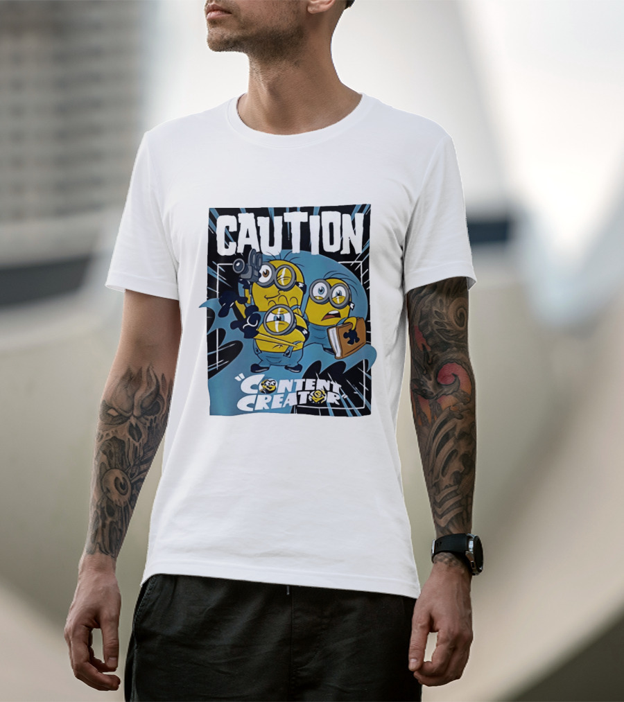 Caution Minions Content Creator Camera Book T-Shirt
