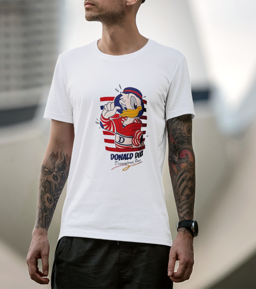 Donald Duck Disneyland Paris Red And White Striped Outfit T-Shirt