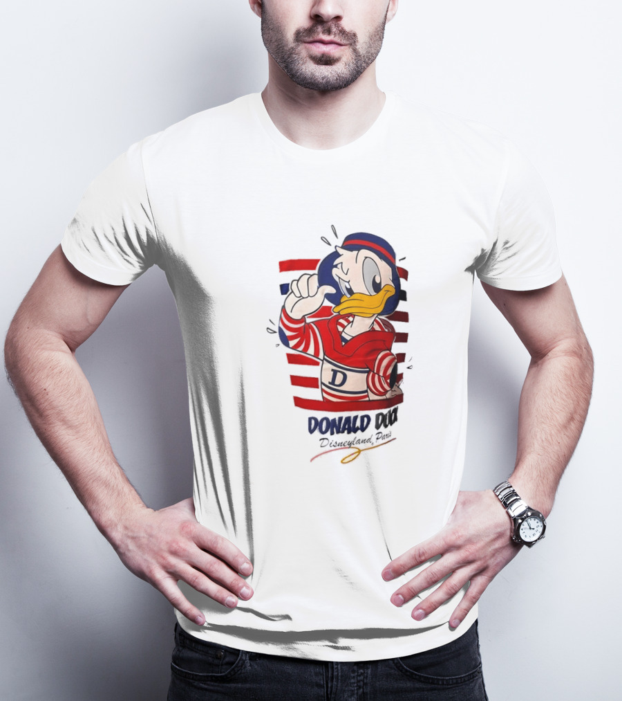 Donald Duck Disneyland Paris Red And White Striped Outfit T-Shirt