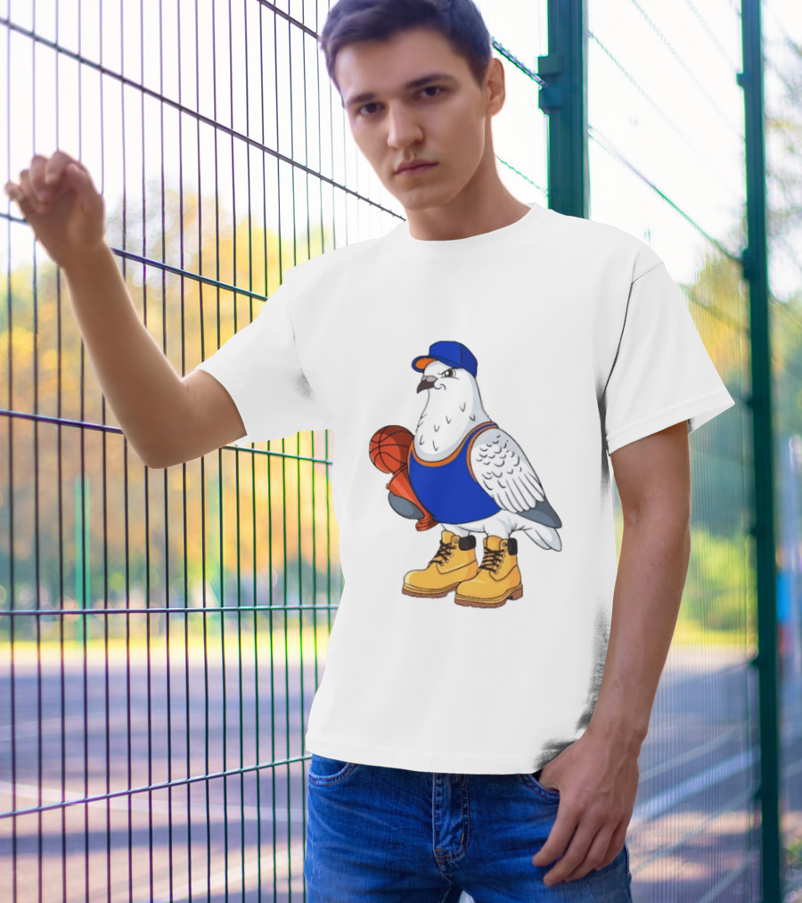NYC Pigeon New York Forever Basketball Player Cartoon Pigeon In Jersey With Basketball T-Shirt