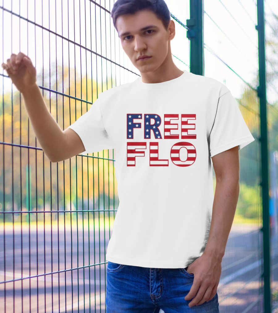 Free Flo USA Flag Stars Stripes Patriotic T-Shirt