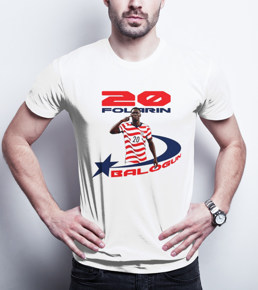 Folarin Balogun 20 Striped United States Soccer Team Star T-Shirt