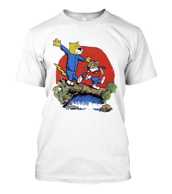 Denver Nuggets Rocky Mountain Lion Cartoon Adventure With Basketball T-Shirt