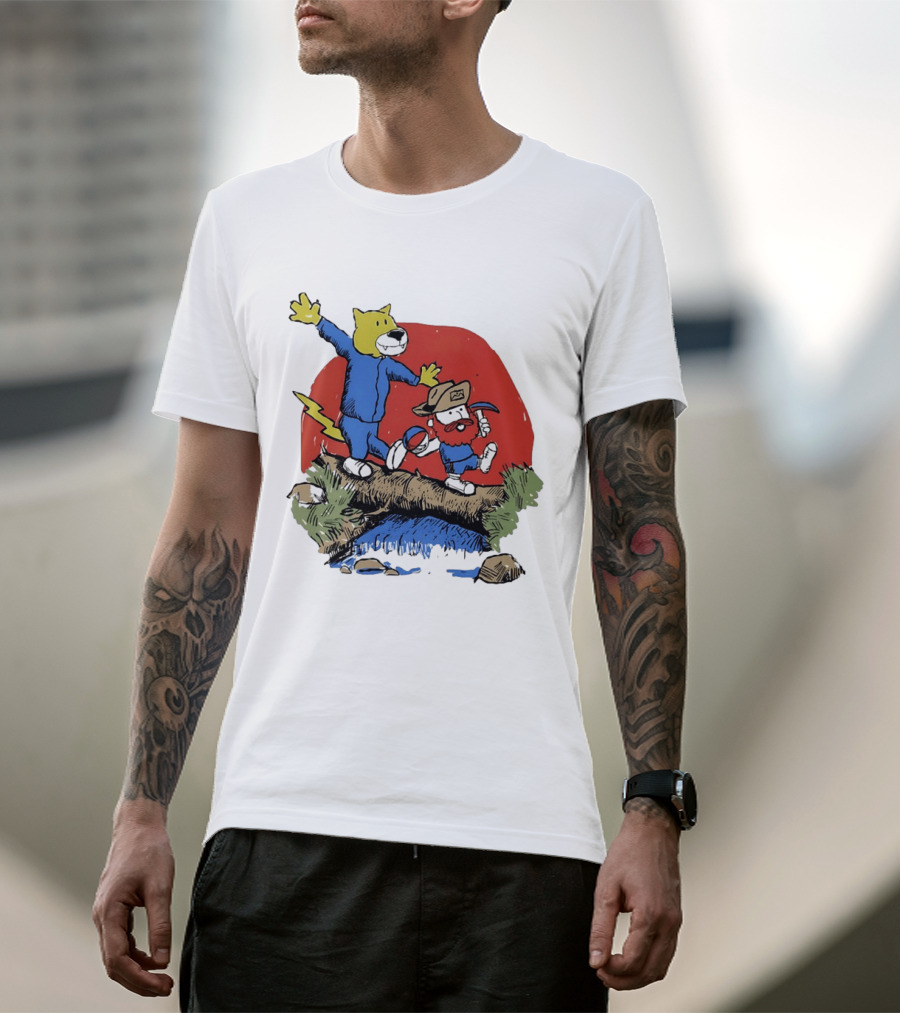 Denver Nuggets Rocky Mountain Lion Cartoon Adventure With Basketball T-Shirt