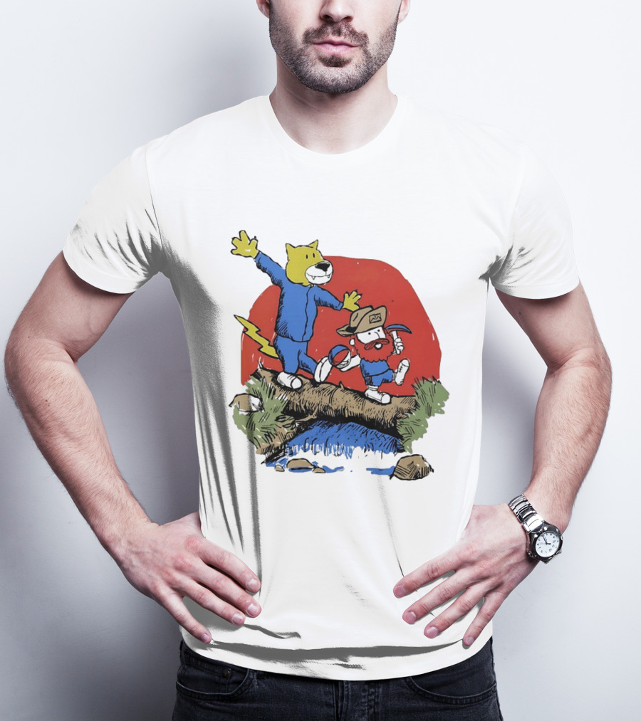 Denver Nuggets Rocky Mountain Lion Cartoon Adventure With Basketball T-Shirt