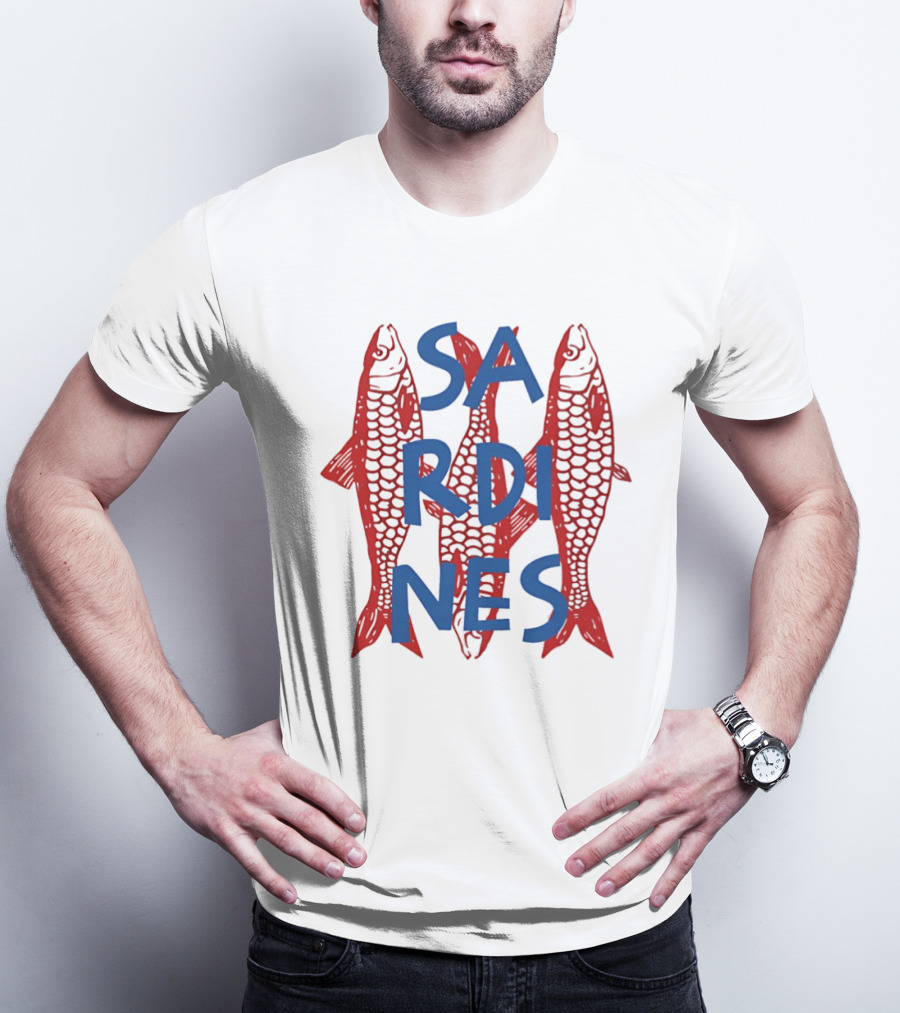Sardines Red Fish Blue Letters Three Fish T-Shirt