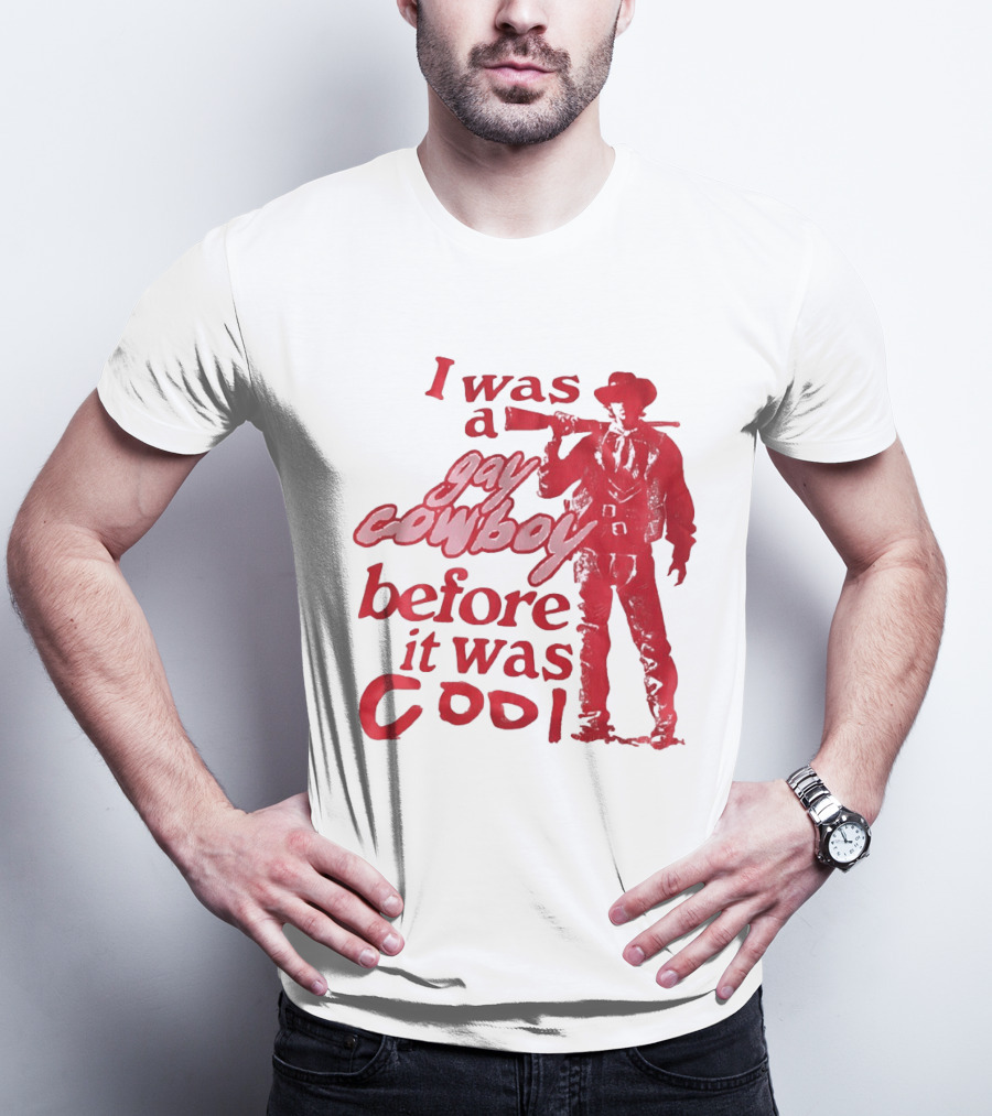 I Was A Gay Cowboy Before It Was Cool LGBTQ Pride Western Humor Red Figure T-Shirt