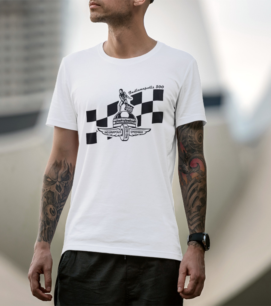 Indianapolis 500 Winged Wheel Checkered Flag T-Shirt
