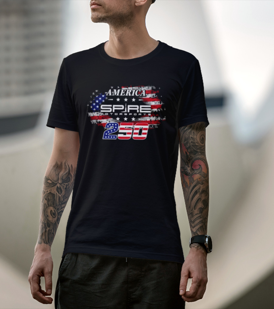 America Spire Motorsports 250 NASCAR Racing Stars And Stripes Flag T-Shirt