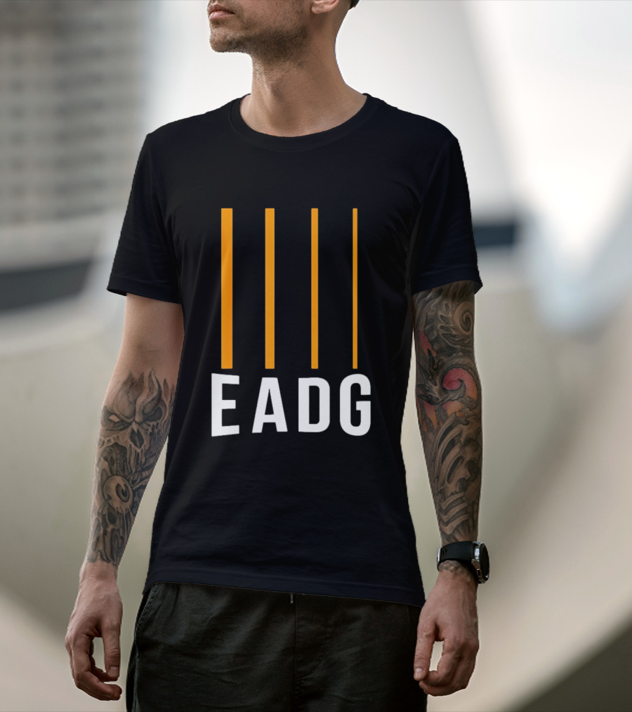 EADG Bass Guitar Four Strings Musician Vertical Lines T-Shirt