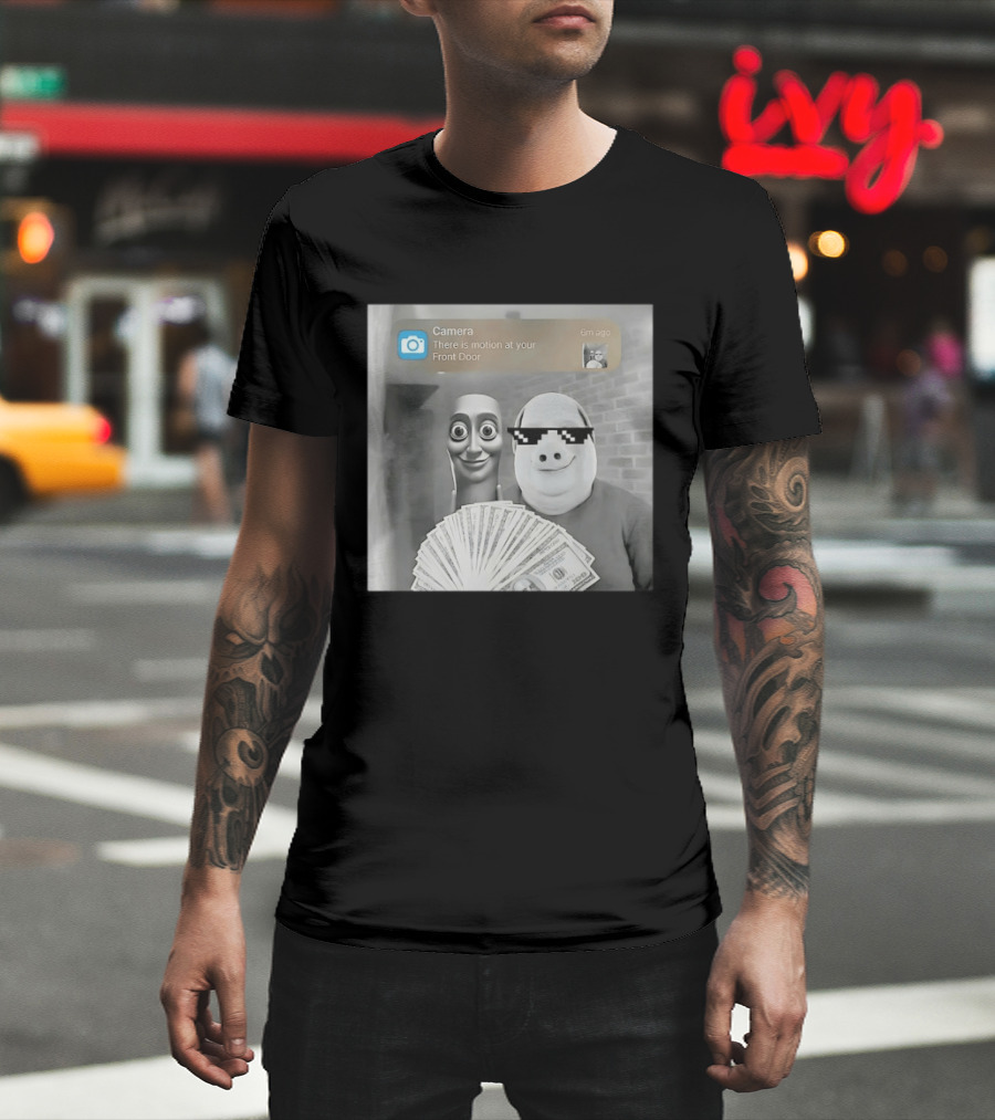 Camera There Is Motion At Your Front Door Meme Pig Mask And Funny Faceувель� T-Shirt