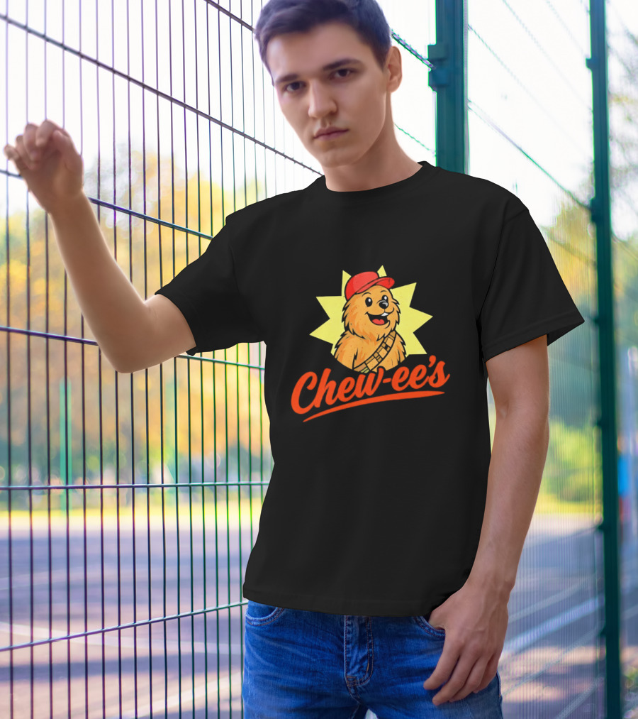 Chewbacca Chew Ee's Star Wars Snack Brand Cartoon Character With Red Hat T-Shirt