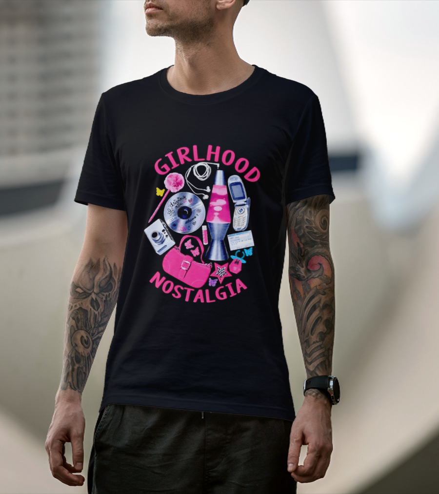 Girlhood Nostalgia Lava Lamp And Vintage Tech Accessories Throwback T-Shirt