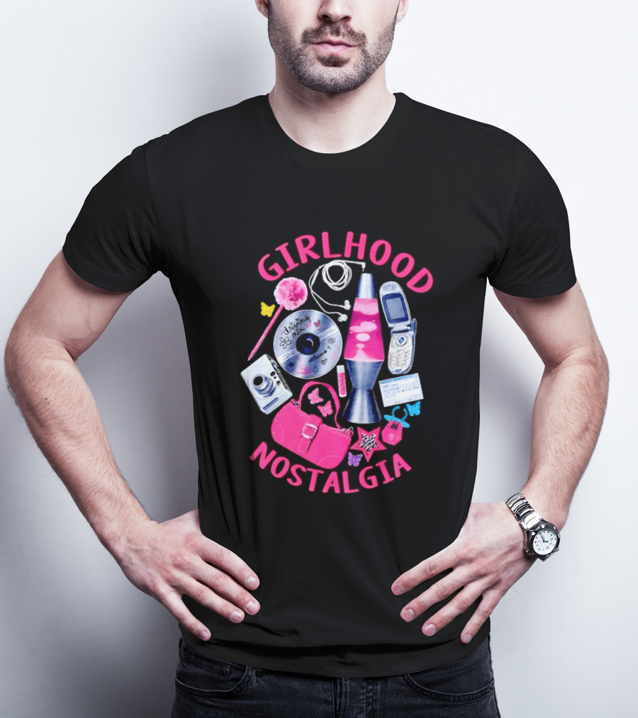 Girlhood Nostalgia Lava Lamp And Vintage Tech Accessories Throwback T-Shirt