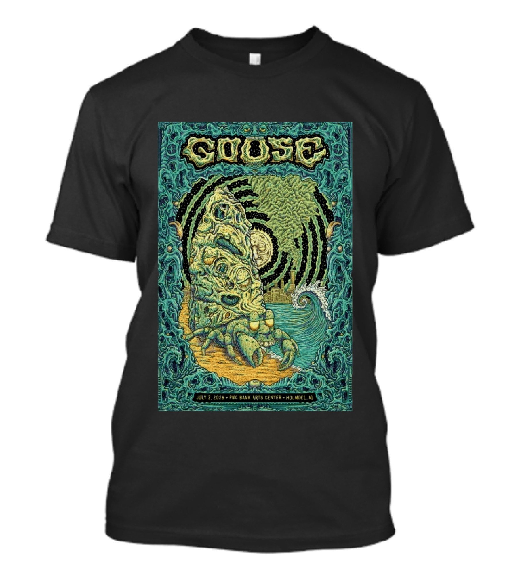 Goose July 2 2026 PNC Bank Arts Center Holmdel NJ Psychedelic Monster Wave T-Shirt