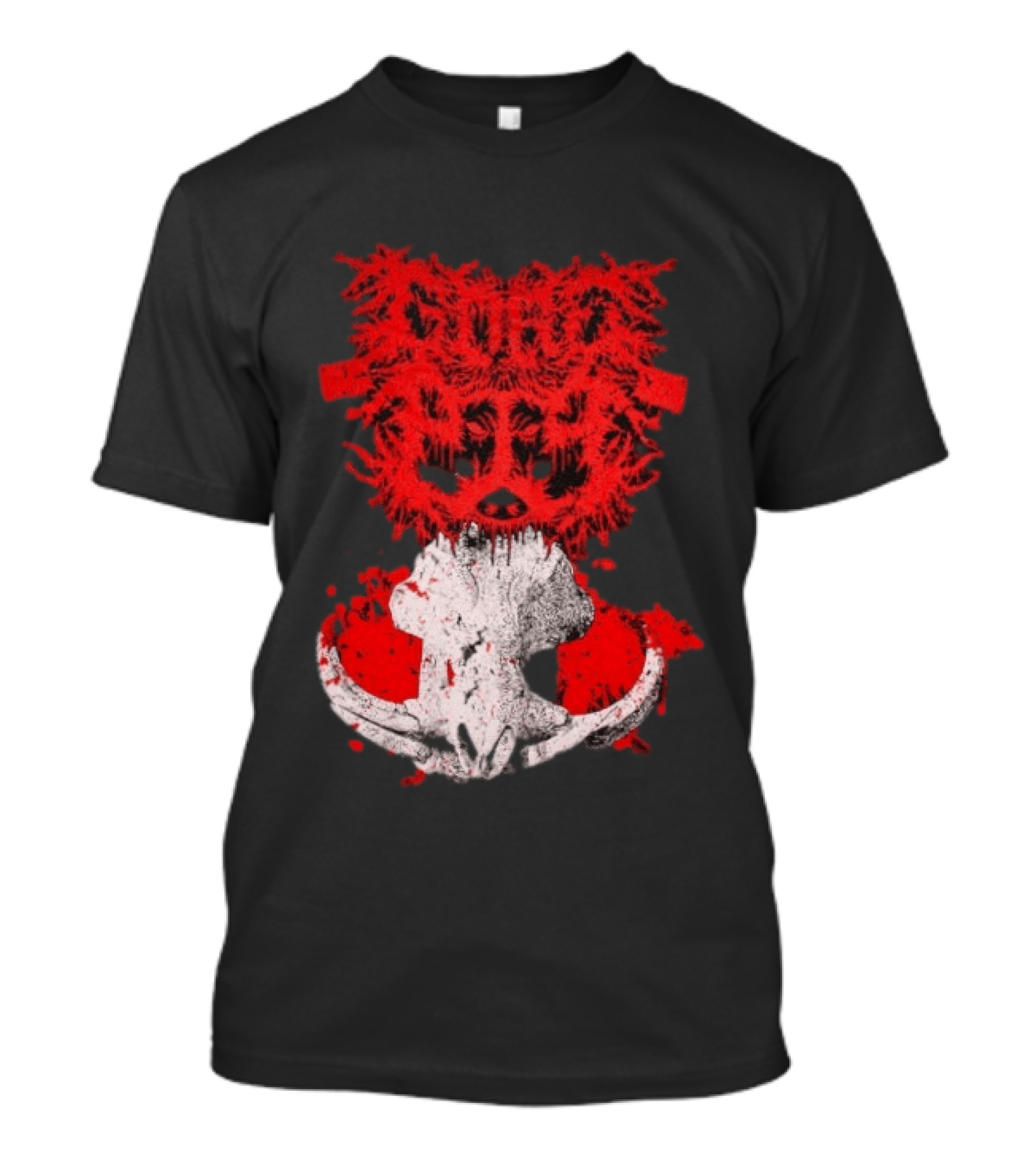 Gore Boar Skull Red Face Death Metal Hardcore T-Shirt
