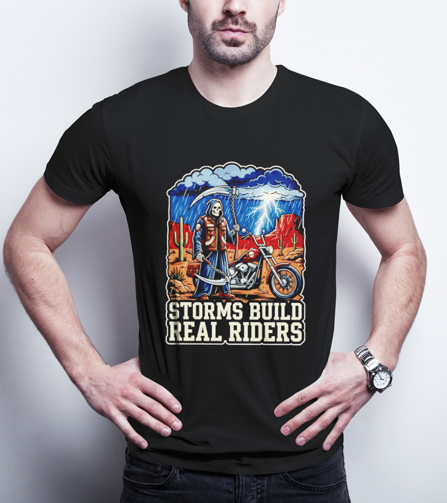 Real Riders Grim Reaper Motorcycle Storm Adventure T-Shirt