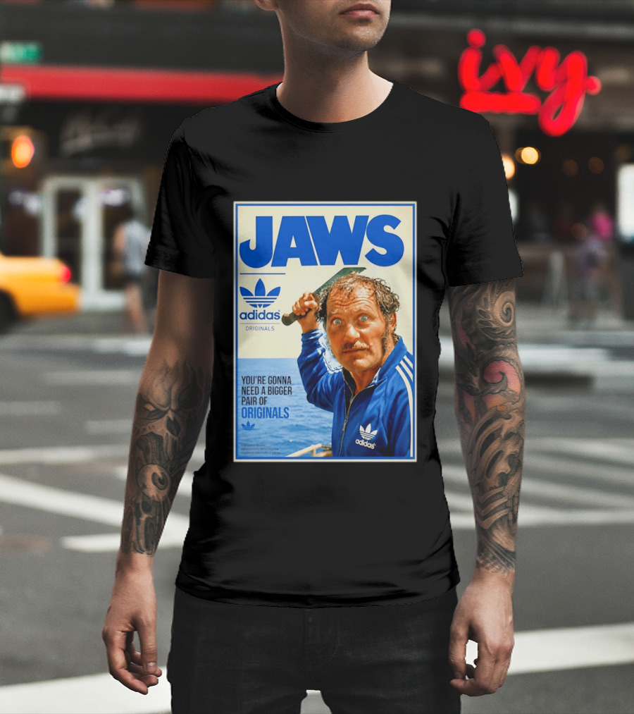 Jaws Adidas Originals You're Gonna Need A Bigger Pair Quint Machete T-Shirt