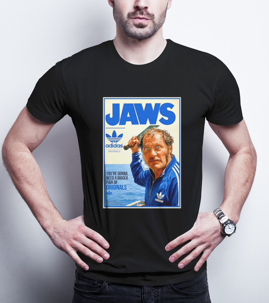 Jaws Adidas Originals You're Gonna Need A Bigger Pair Quint Machete T-Shirt