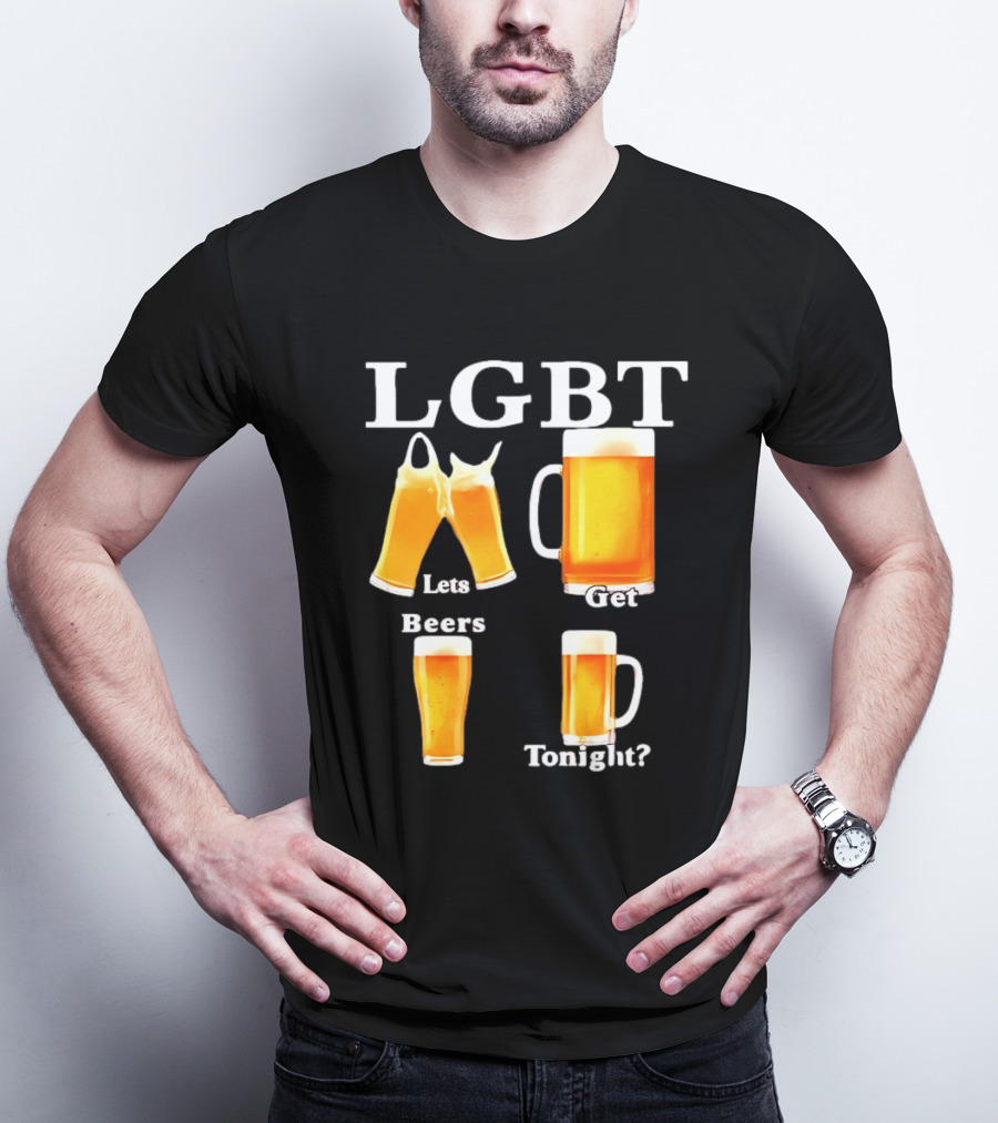 LGBT Lets Get Beers Tonight Beer Drinking Humor T-Shirt