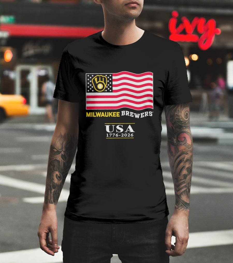 Milwaukee Brewers USA 1776 2026 American Flag Baseball Team T-Shirt