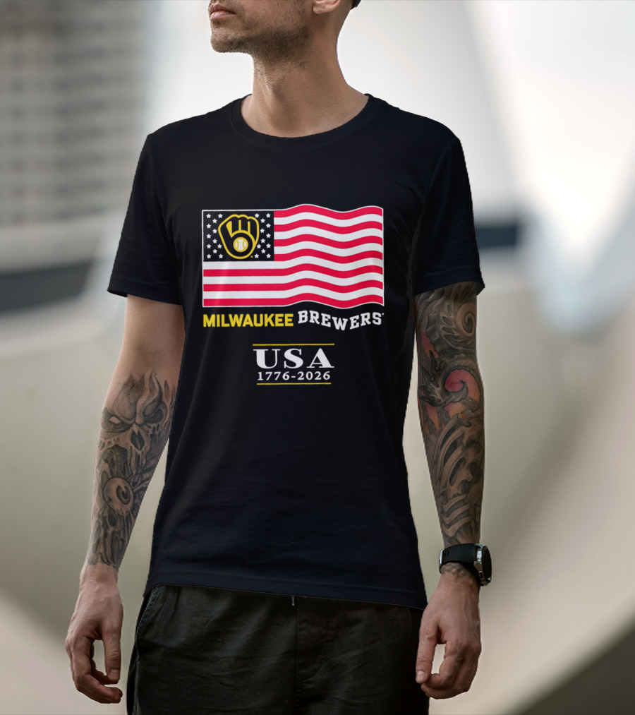 Milwaukee Brewers USA 1776 2026 American Flag Baseball Team T-Shirt