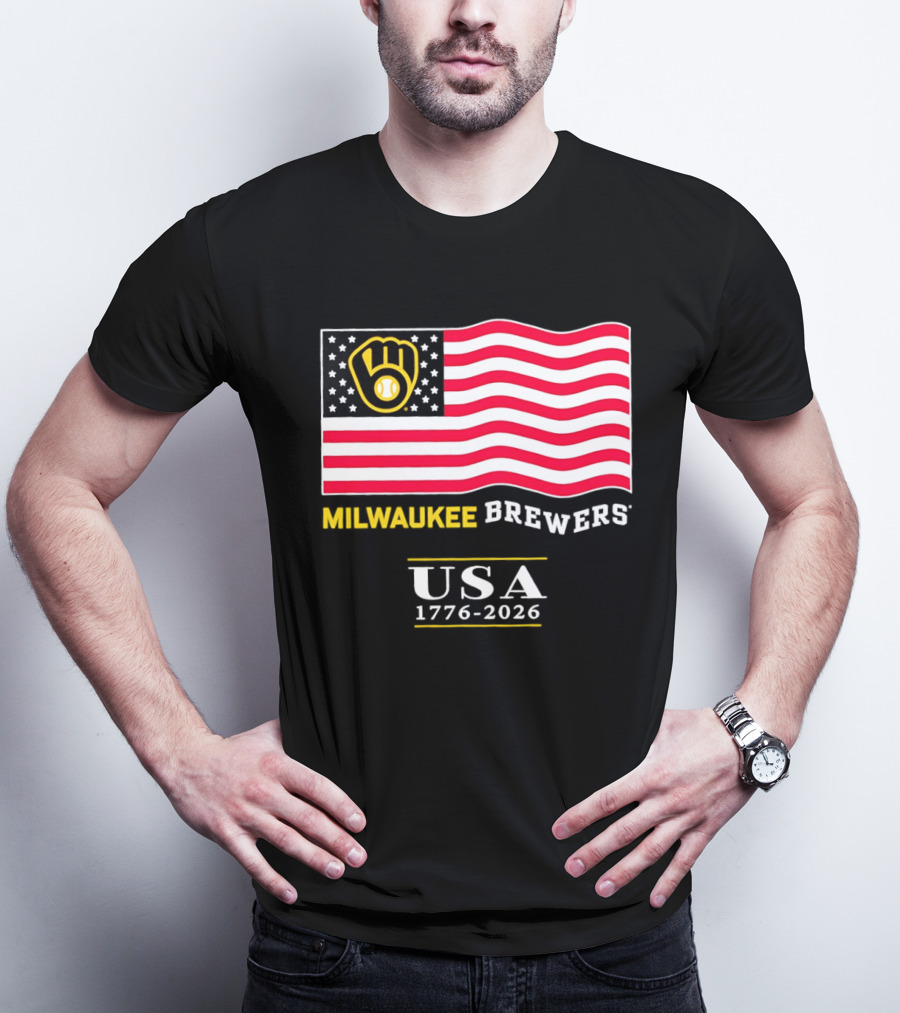 Milwaukee Brewers USA 1776 2026 American Flag Baseball Team T-Shirt
