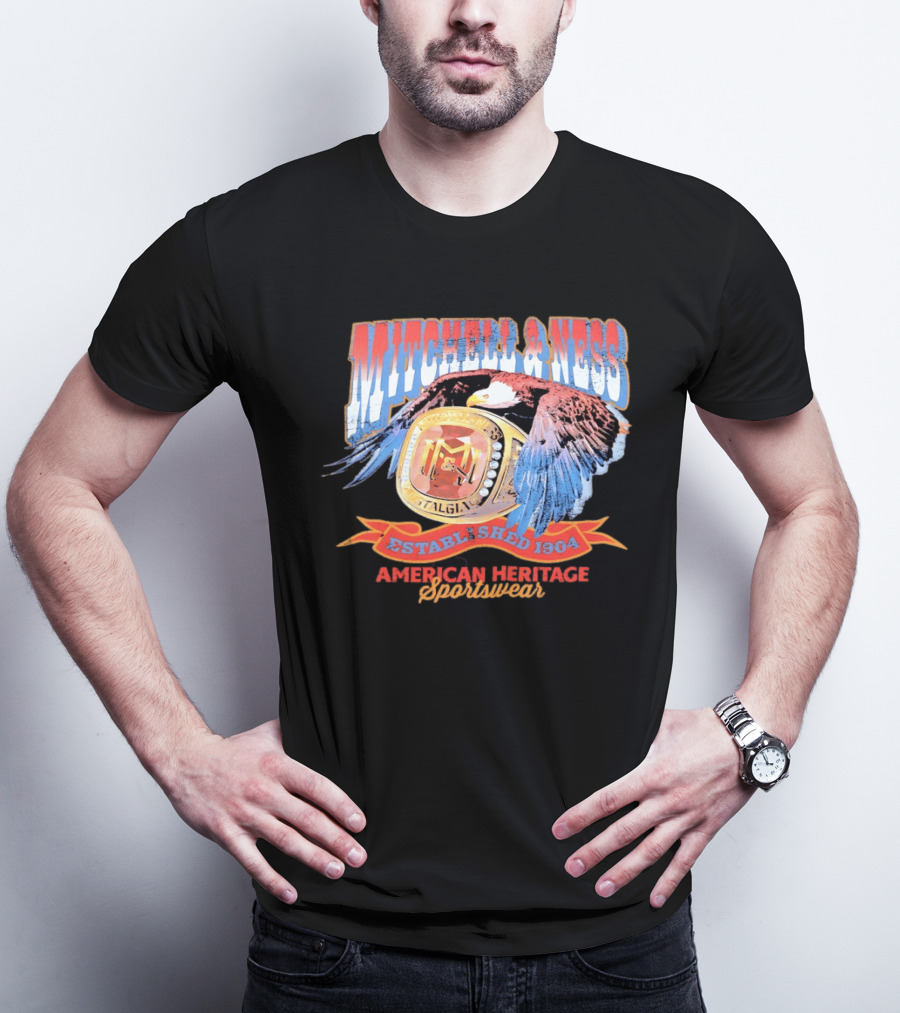 Mitchell And Ness Nostalgia Co American Heritage Sportswear Established 1904 Eagle Ring T-Shirt