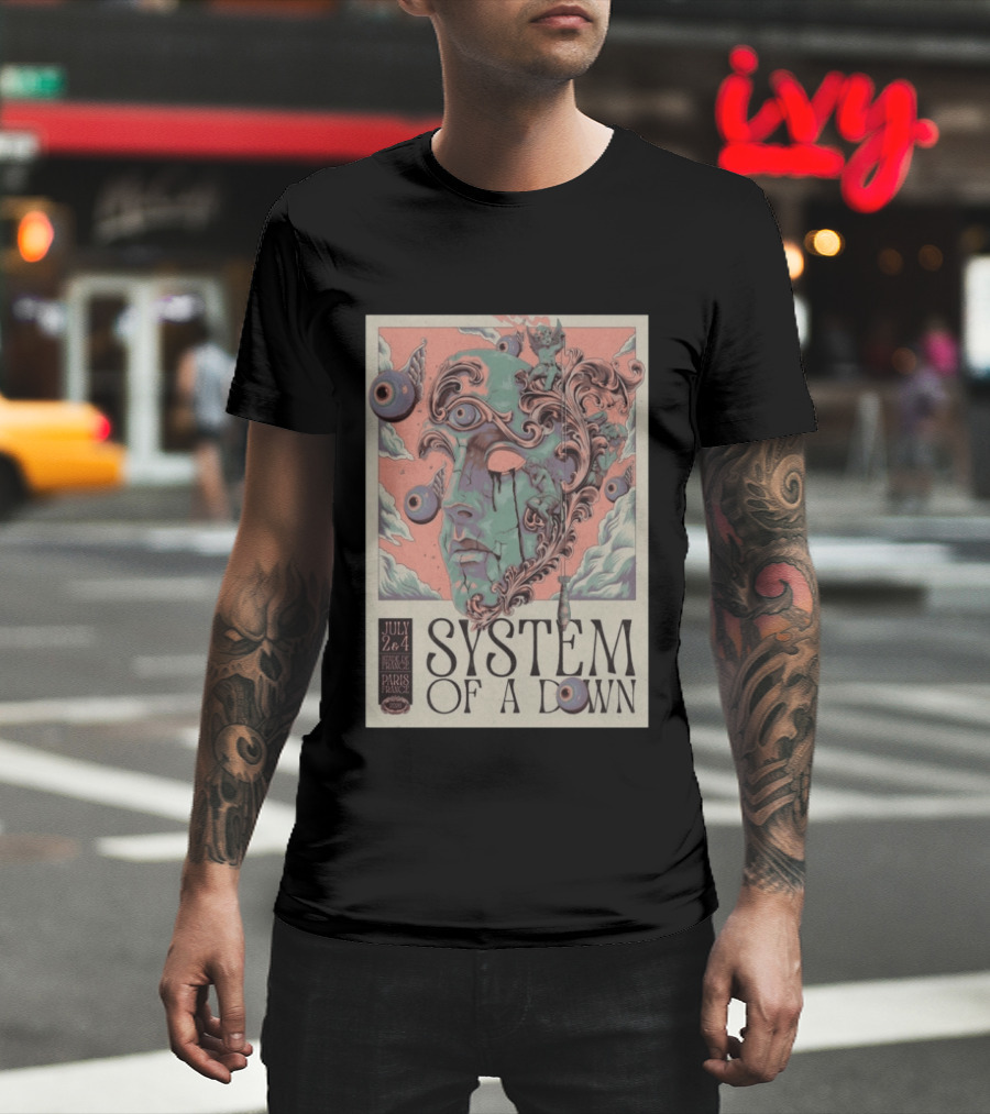 System Of A Down July 2 4 2026 Stade De France Paris Surreal T-Shirt
