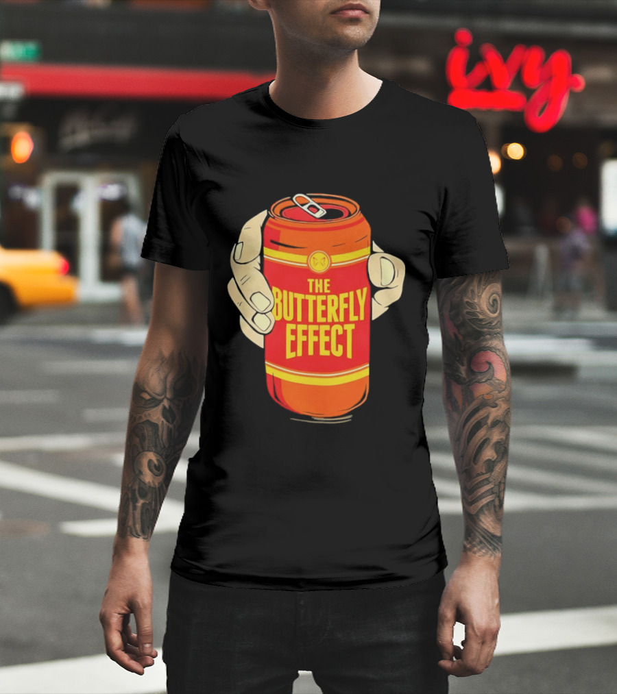 The Butterfly Effect Soda Can Vibrant Red Yellow Pop T-Shirt