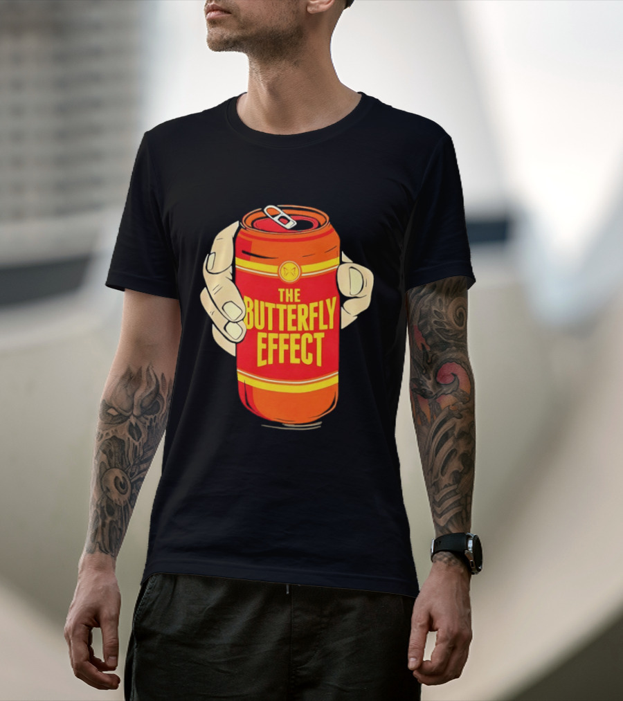 The Butterfly Effect Soda Can Vibrant Red Yellow Pop T-Shirt