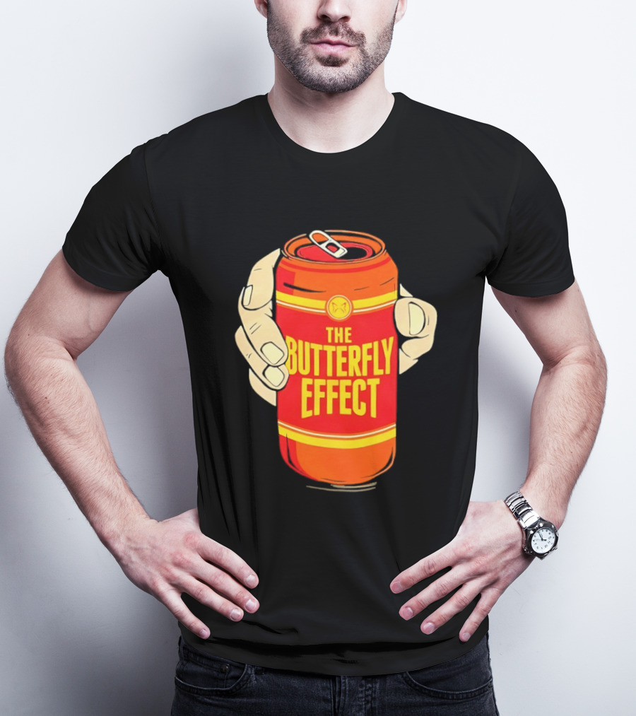 The Butterfly Effect Soda Can Vibrant Red Yellow Pop T-Shirt