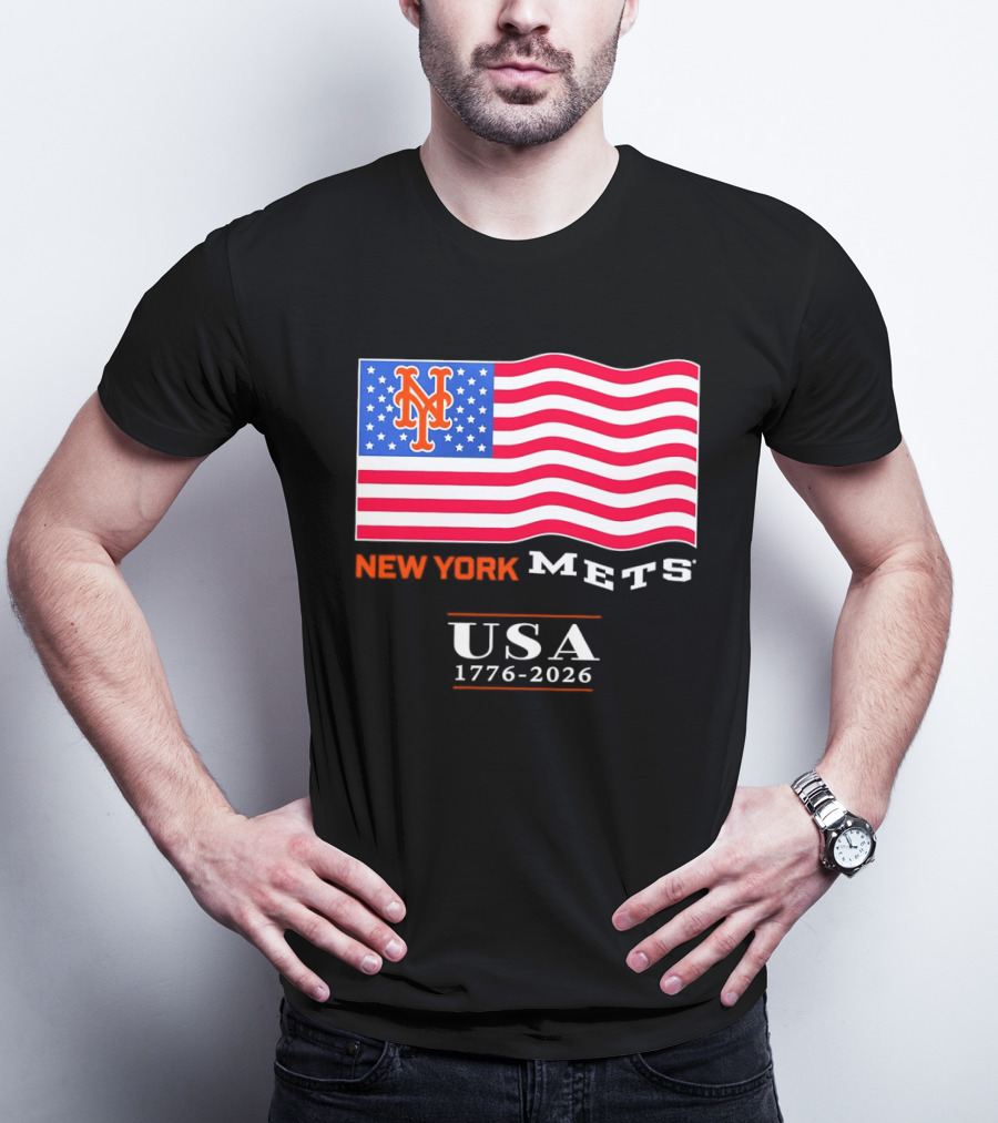 New York Mets American Flag USA 1776 2026 MLB T-Shirt