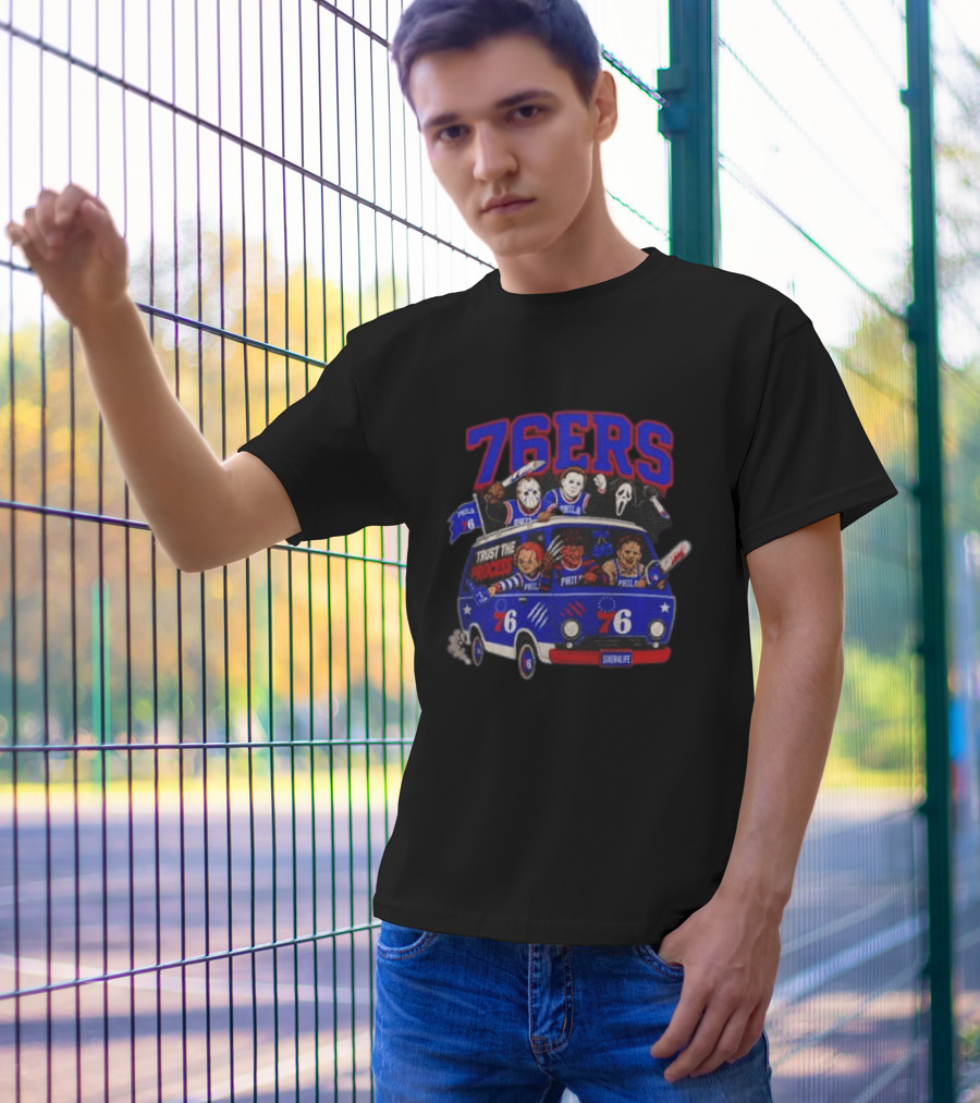 Philadelphia 76ers Trust The Process Horror Movie Characters Van T-Shirt