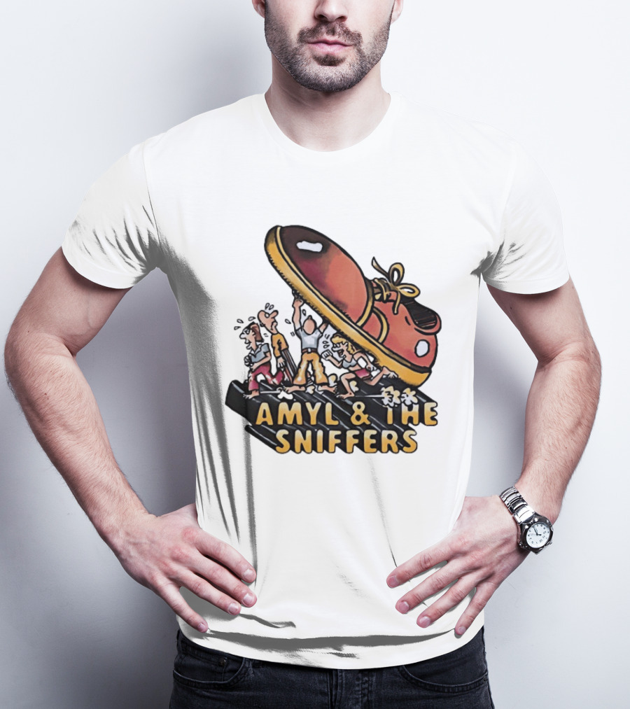 Amyl And The Sniffers Cartoon Giant Shoe Stomping T-Shirt