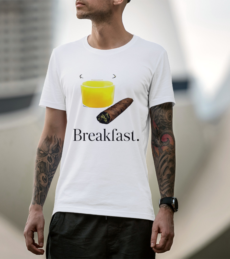 Breakfast Juice And Blunt Retro Humor With Glass And Cigar T-Shirt