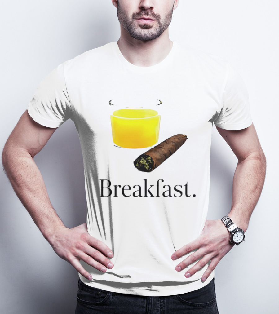Breakfast Juice And Blunt Retro Humor With Glass And Cigar T-Shirt