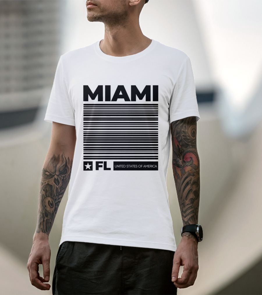Miami FL Star Stripes United States Of America T-Shirt