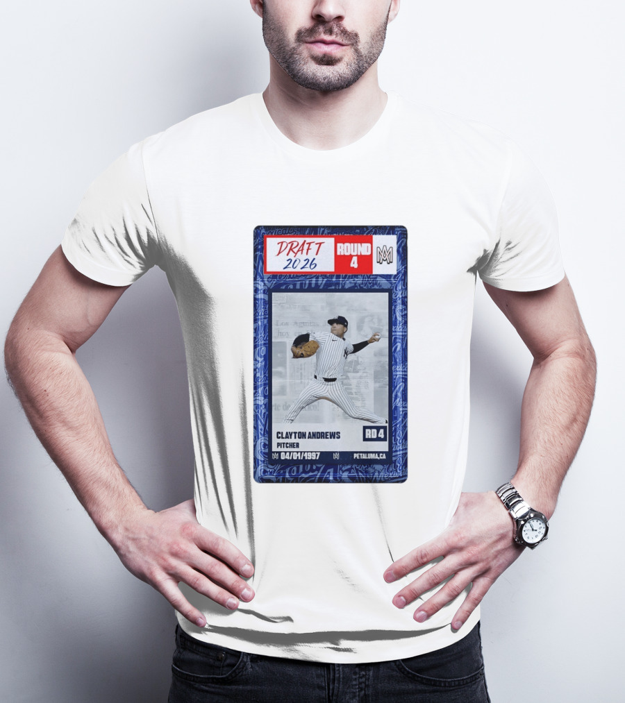 New York Yankees Clayton Andrews MLB Draft 2026 Round 4 Pitcher Trading Card T-Shirt