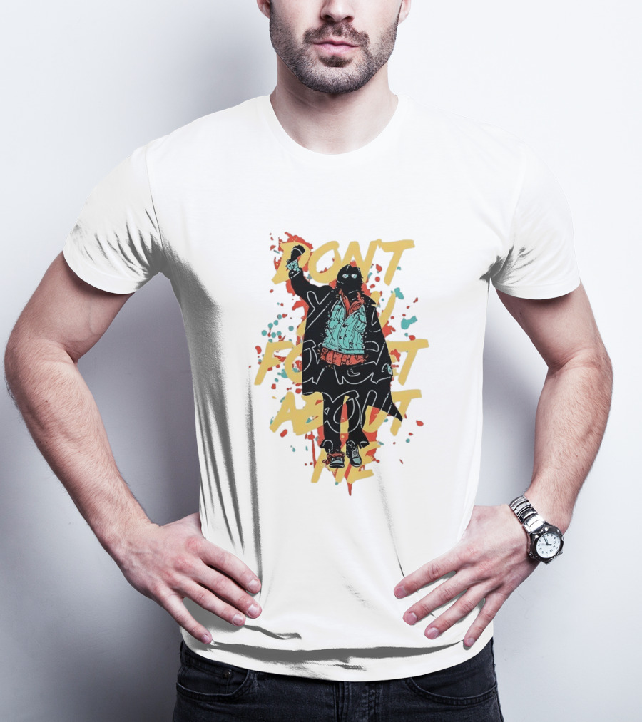 Don't Forget About Me Masked Figure Neon Paint Splatter T-Shirt