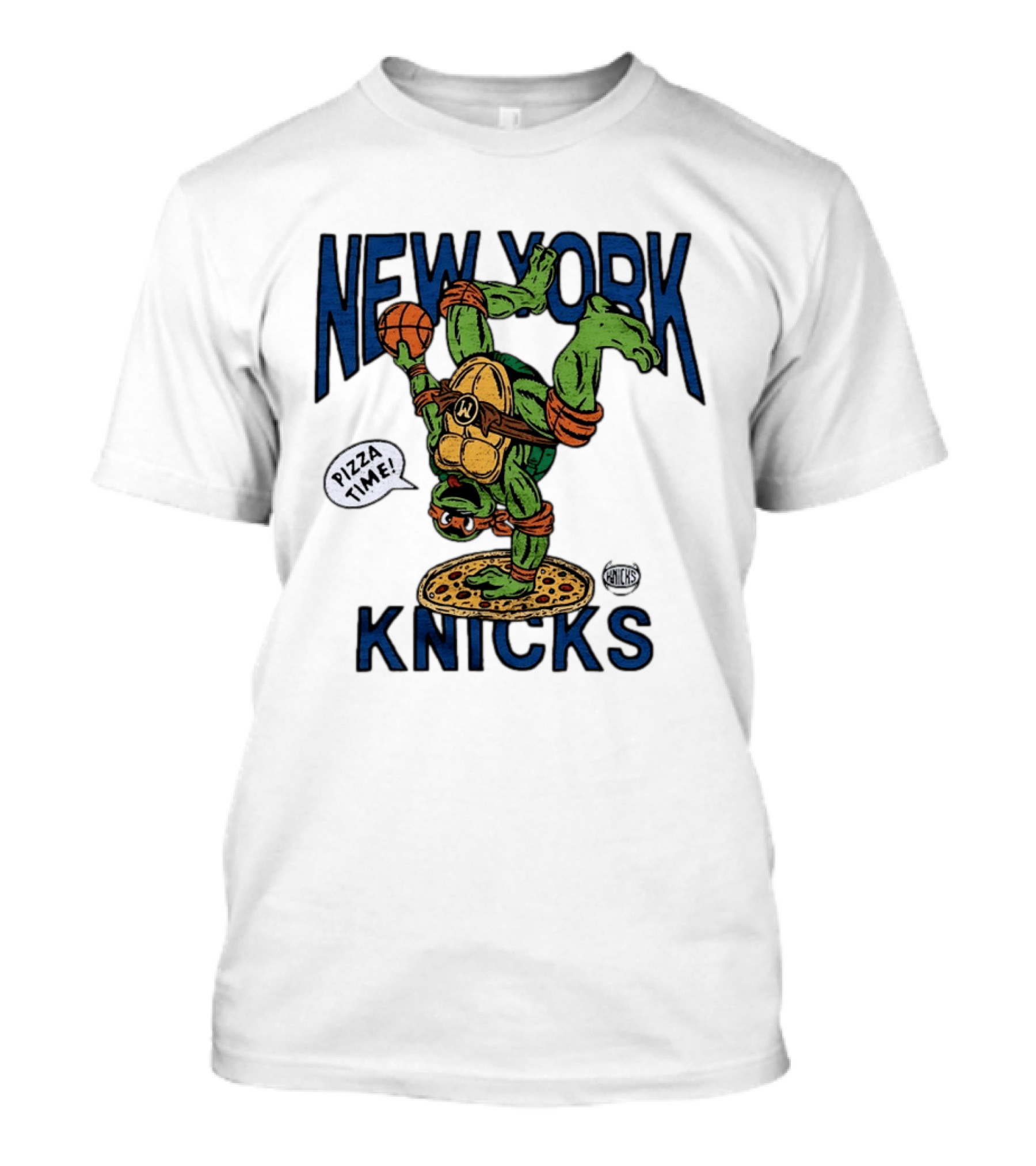 New York Knicks Michelangelo TMNT Pizza Time Basketball Dunk T-Shirt