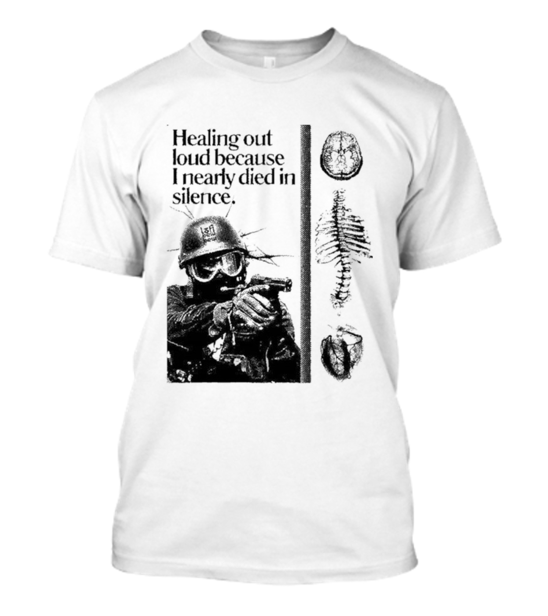 Healing Out Loud Soldier Brain Anatomy Urban Silence T-Shirt