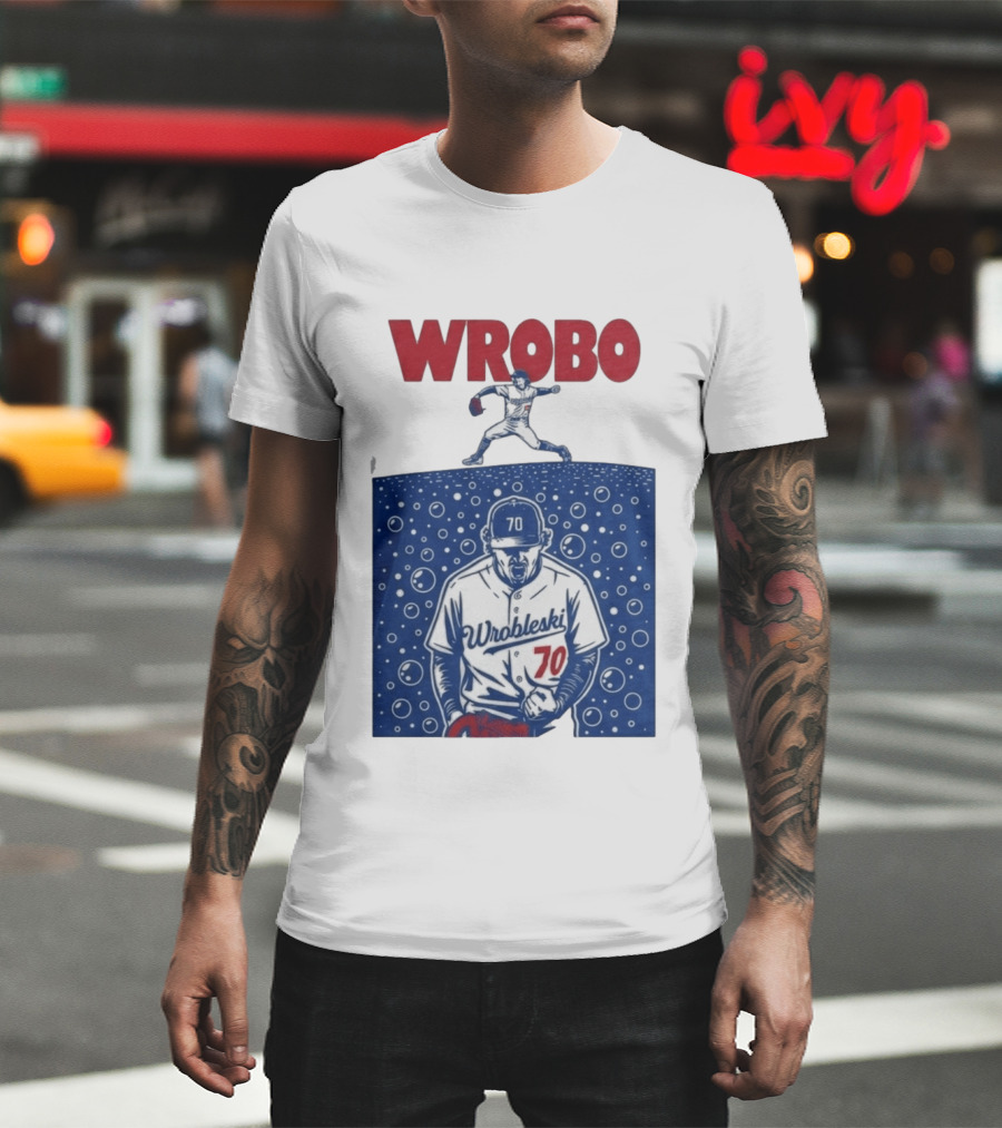 Wrobo Wrobleski 70 Baseball Pitcher Bubble T-Shirt