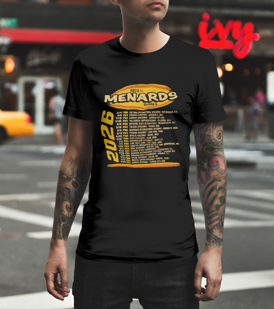 ARCA Menards Series 2026 Racing Schedule Calendar Featuring Key Race Dates And Locations T-Shirt