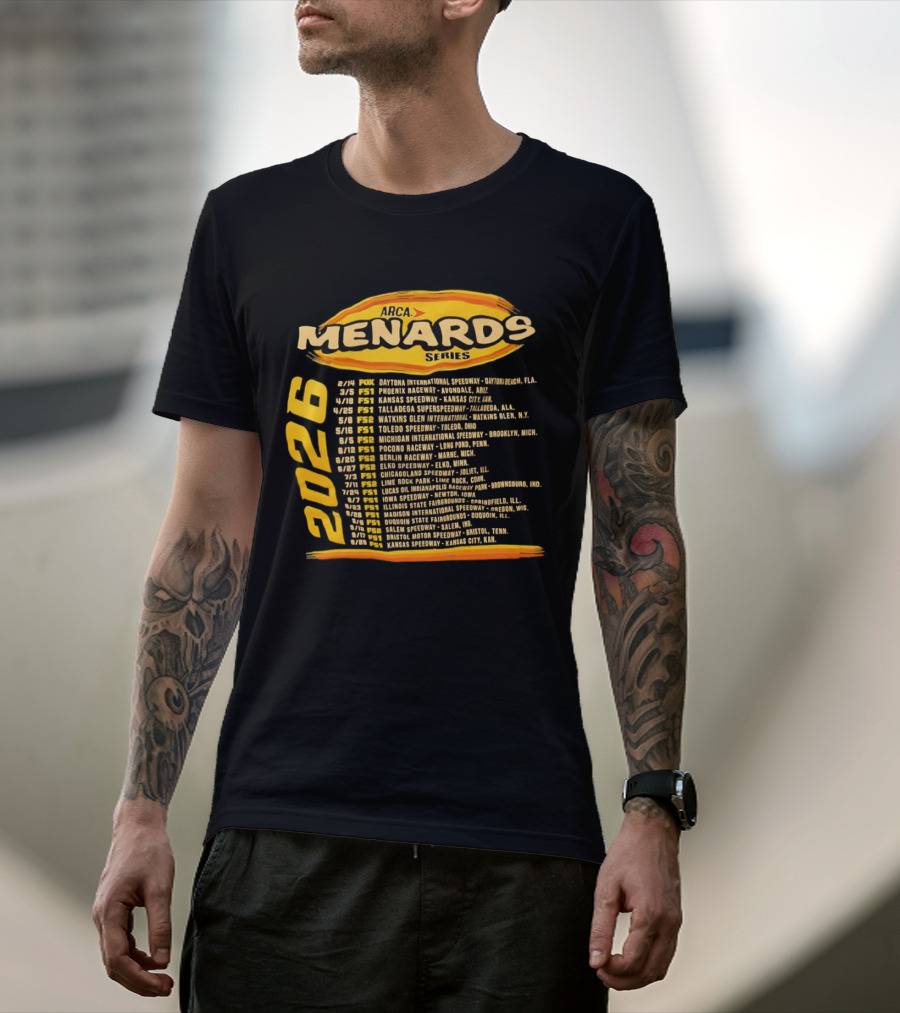 ARCA Menards Series 2026 Racing Schedule Calendar Featuring Key Race Dates And Locations T-Shirt