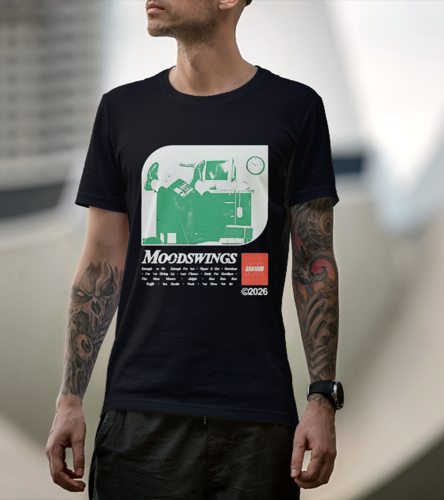 MOODSWINGS Graham 2023 Man Resting Legs On Desk Computer T-Shirt