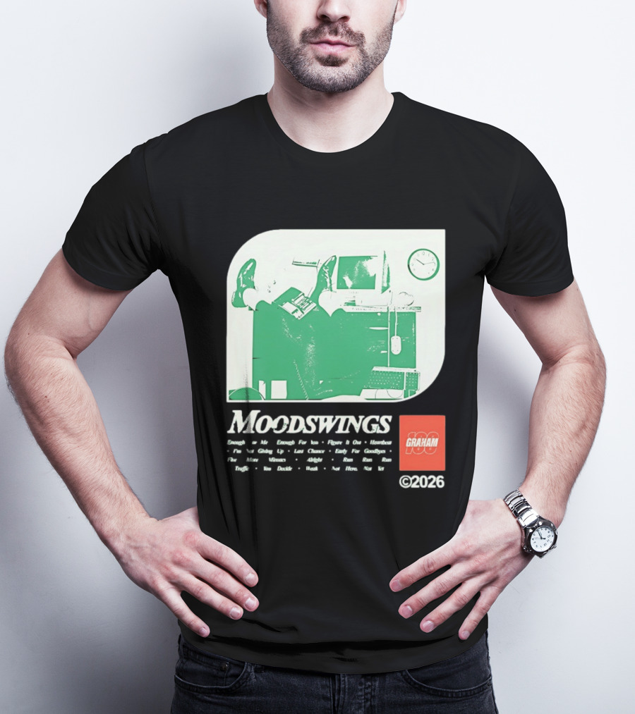 MOODSWINGS Graham 2023 Man Resting Legs On Desk Computer T-Shirt